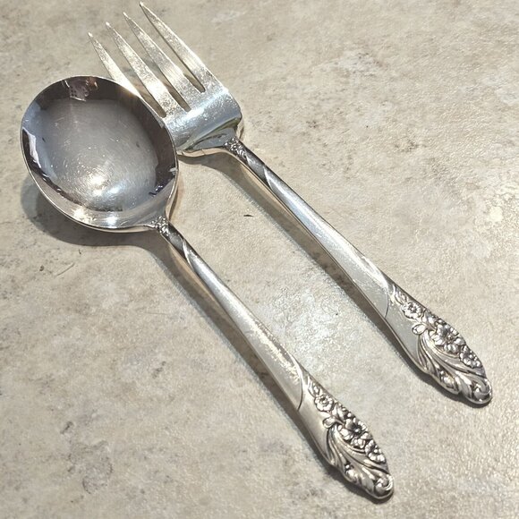 Oneida | Dining | Vintage Oneida Community Evening Star Salad Fork Round Soup Spoon Silverplate ...